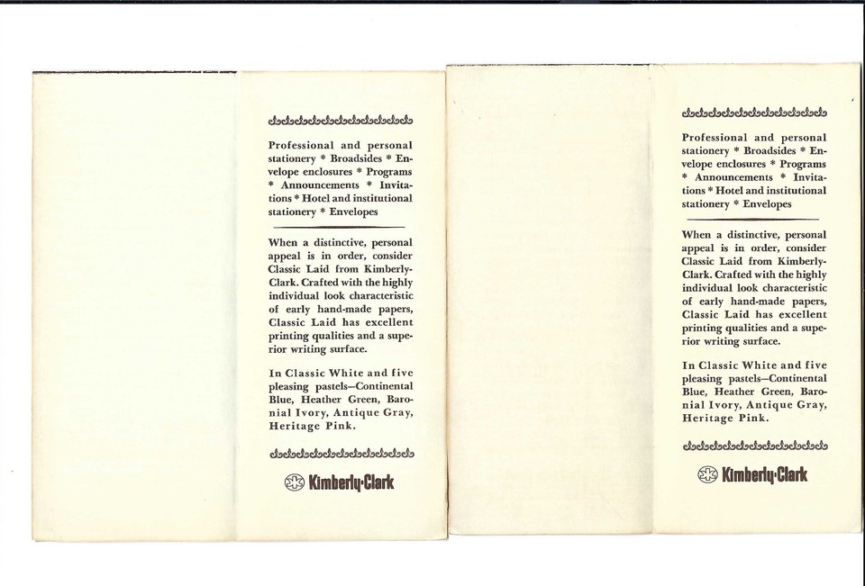 Vintage Kimberly-Clark Classic Laid Paper Brochures (2) | eBay