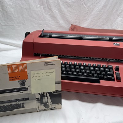 1971 IBM Selectric II Typewriter Red W/ Cover and Spare Parts Partially ...