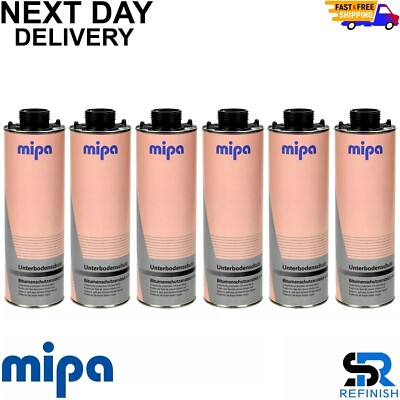 6 X MIPA SCHUTZ UNDER SEAL UNDERBODY RUST PROTECTION PROTECTOR BLACK 1L ...