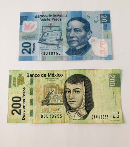 Set Of 2 Various Mexican Pesos Circulated Banknote Polymer Currency ...
