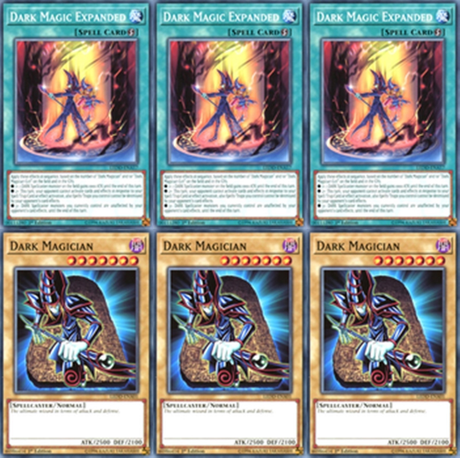3 X Dark Magic Expanded LEDD-ENA17 + 3 X Dark Magician LEDD 1st Mint ...