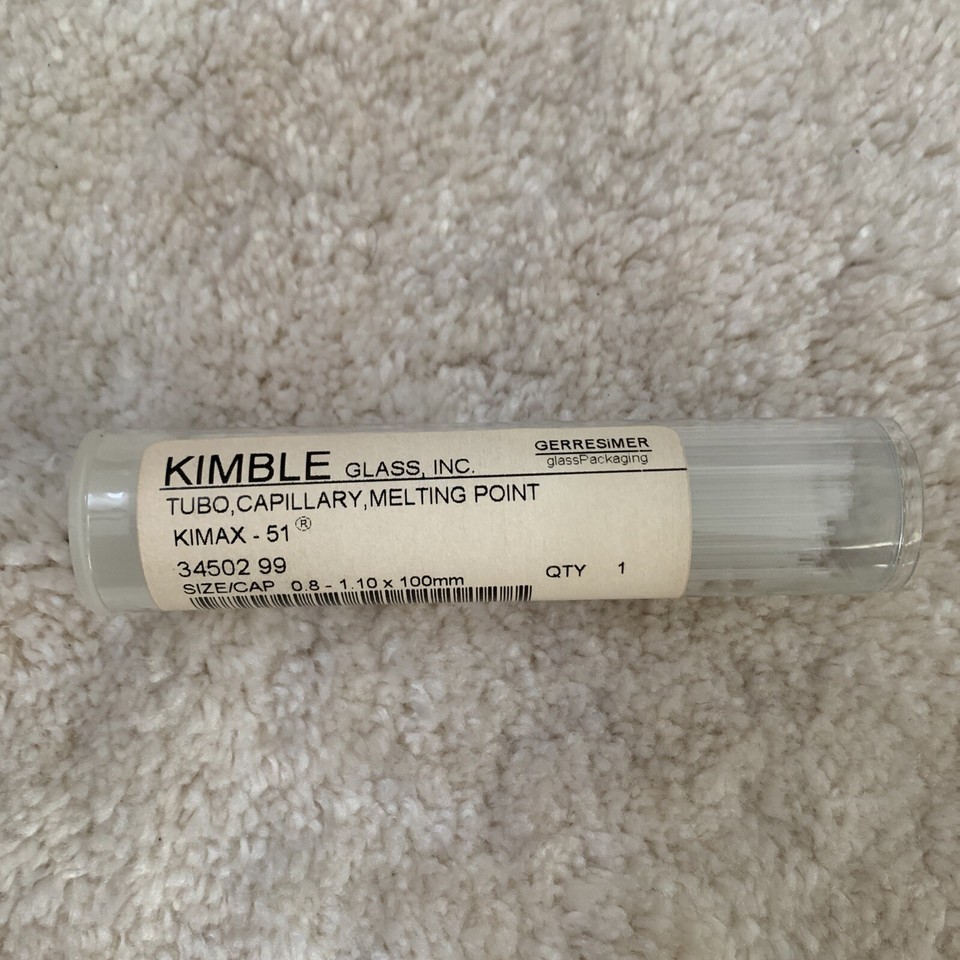 Kimble Glass, Inc. 0.8-1.10 x 100 Tubo, Capillary, Melting Point Kimax ...