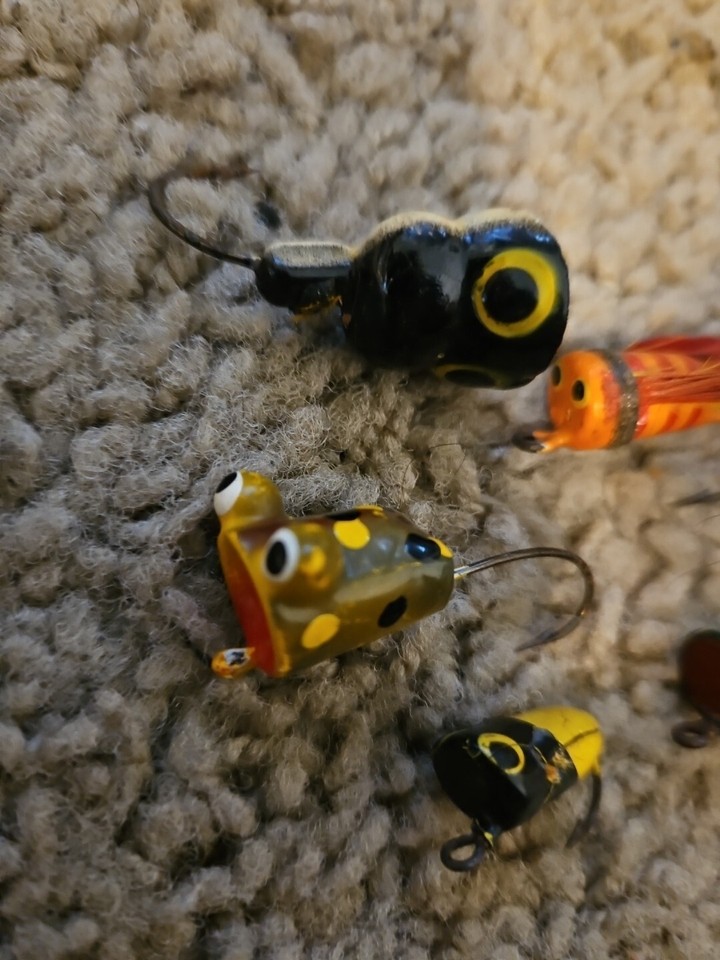 5 VINTAGE Wood POPPER BUG SIZE FROG | eBay