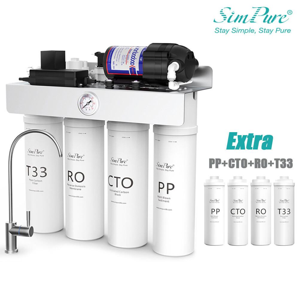 SimPure T1-400 GPD UV Reverse Osmosis Tankless RO Water Filter System ...