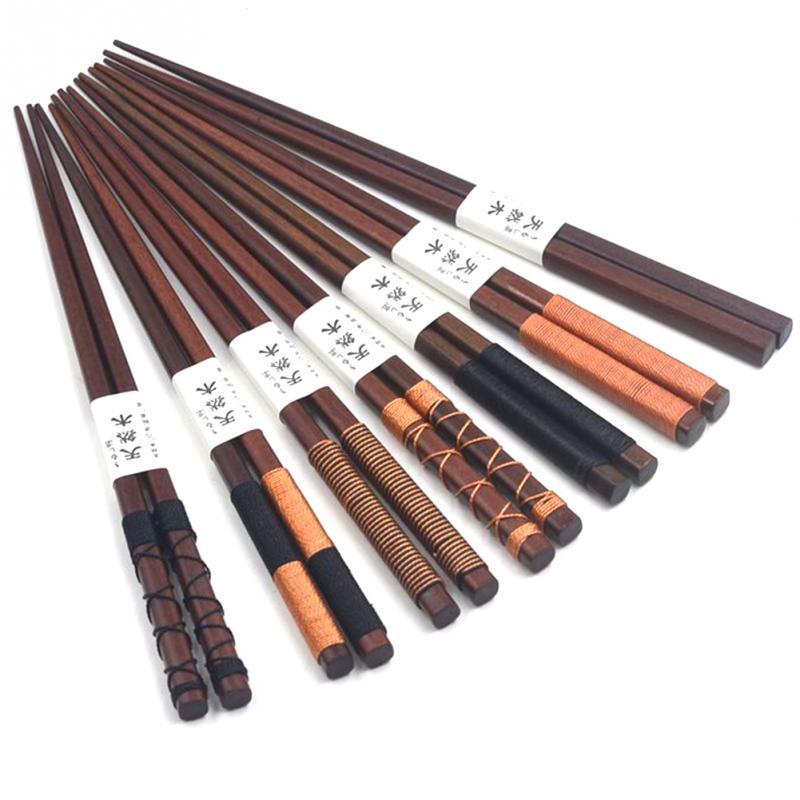 1 Pair Elegant Natural Handmade Wood Chopsticks China Style String ...