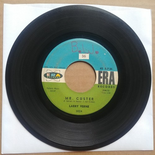 LARRY VERNE Mr. Custer/Okeefenokee Two Step 45 7" POP ROCK Record Vinyl ...