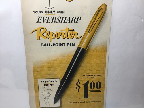 Eversharp Reporter Ball-Point Pen. 1950 Original Print Ad. | eBay