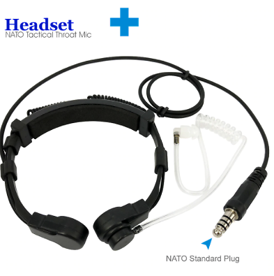 U94 PTT Walkie Talkie Neck Throat Mic Earpiece Radio Nato Tactical ...