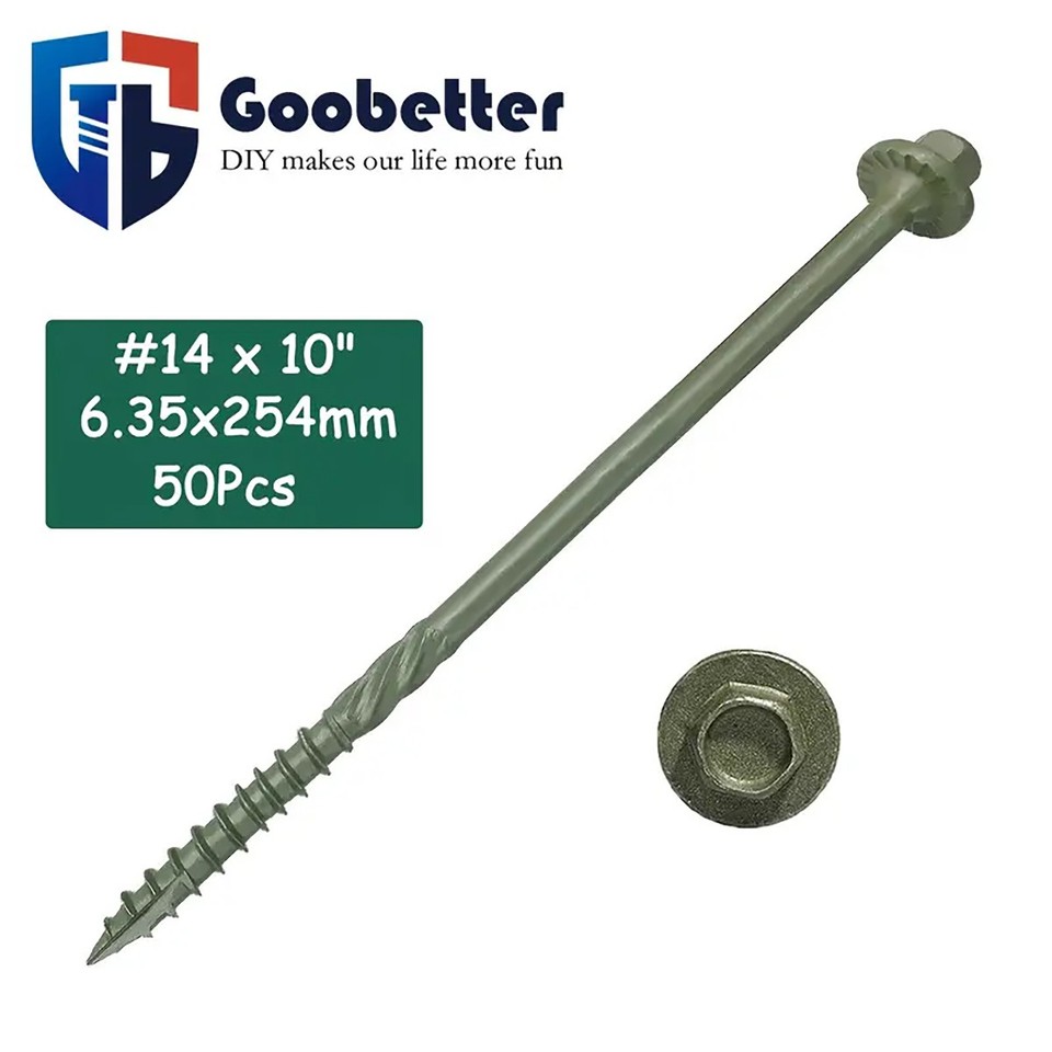 Heavy-Duty Green Timber Structural Wood Screws with Hex Socket 14*10 ...
