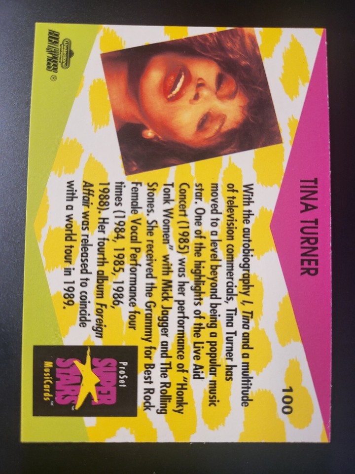1991 Pro Set SuperStars MusiCards Tina Turner card #100 | eBay
