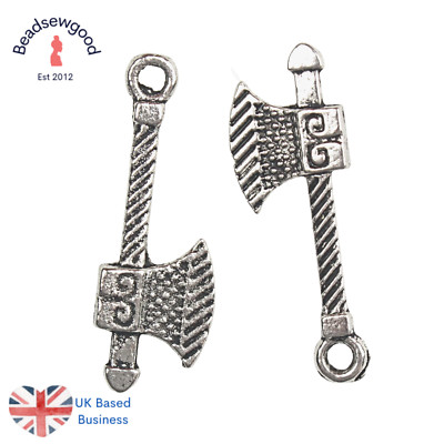 10 Antique Silver 3D Hatchet Axe Charms Gothic Halloween Jewellery ...