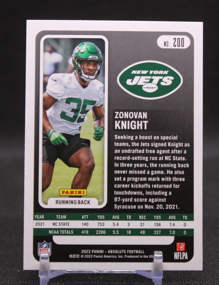 2022 Panini Absolute ZONOVAN KNIGHT RWB Kaleidoscope SP, RC New York ...