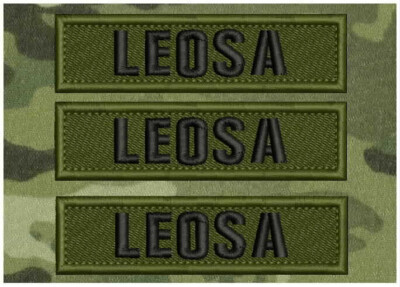 LEOSA EMB PATCH 1X4 HOOK ON BACK BLACK ON OD GREEN | eBay