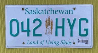 Single Saskatchewan Canada License Plate #042 HYG Wheat Sheaf Sheaves ...