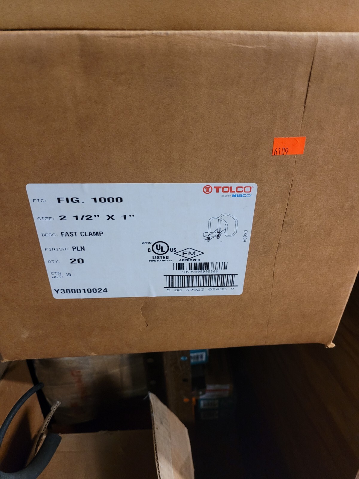 Nibco Tolco 1000 Fast Clamp Sway Brace, Size 2-1/2 X 1 In. Box of 20 ...