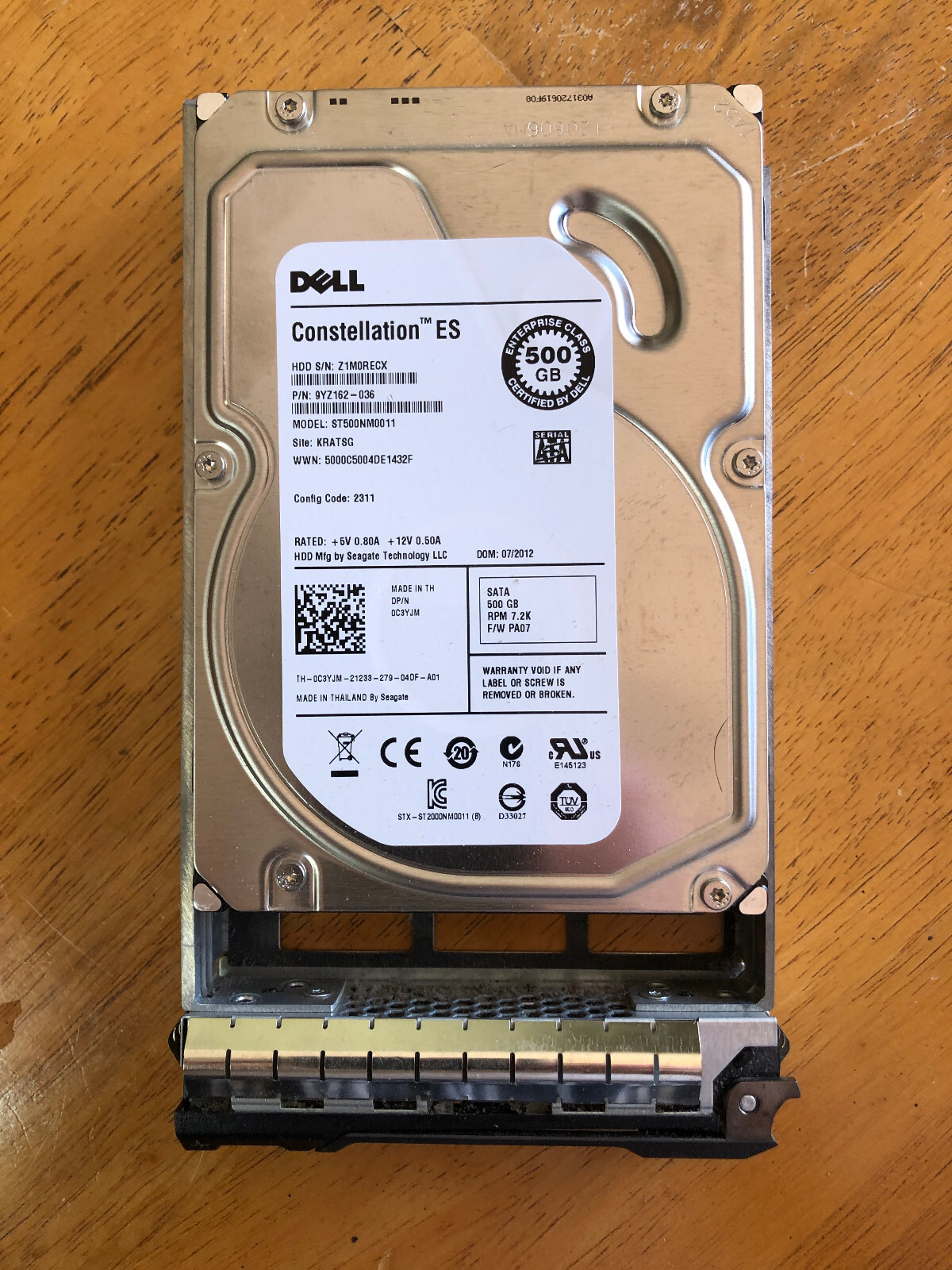 Dell Constellation ES 500GB 7.2K 3.5" SATA HDD Seagate ST500NM0011 ...