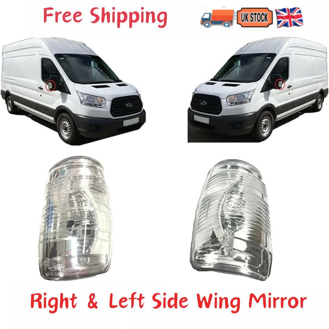 FOR FORD TRANSIT MK8 WING MIRROR INDICATOR LENS COVER LEFT + RIGHT SET ...