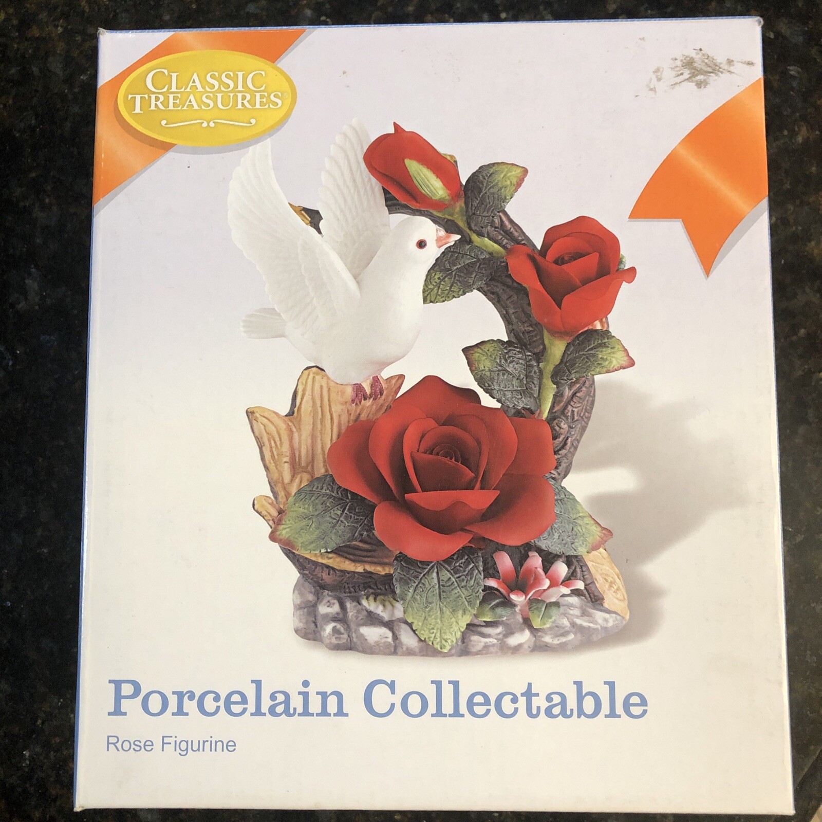 New Classic Treasures Porcelain Collectable White Dove with Red Rose ...