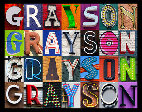 GRAYSON Name Poster featuring photos of actual sign letters | eBay