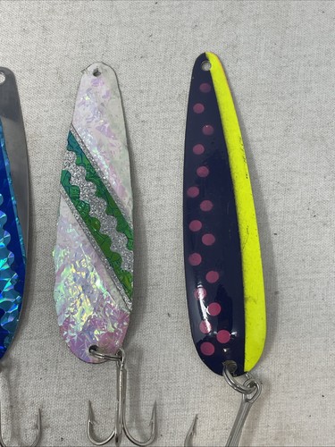 Lot of 7 Trolling Fishing Spoons Salmon Trout Walleye 4” & 3” Finn Luhr ...
