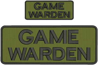 "Game Warden" embroidery patch 4x10 and 2x5 hook OD Green | eBay