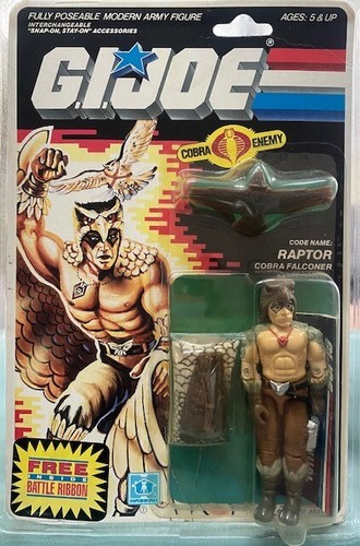 VINTAGE HASBRO GI JOE 1986 COBRA RAPTOR MOC 34 BACK SEALED BATTLE ...
