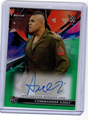 COMMANDER AZEEZ 2021 WWE TOPPS FINEST ON CARD GREEN REFRACTOR ROOKIE ...