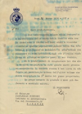 Lettera dattiloscritta, con firma autografa, stesa su una facciata, su ...