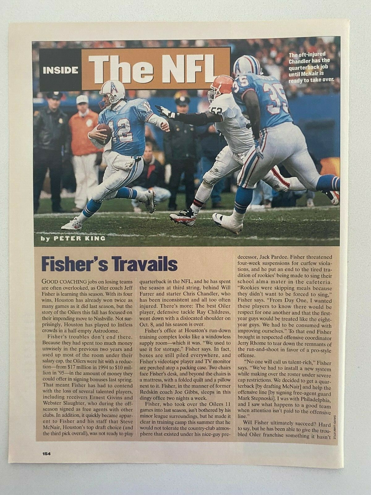 Houston Oilers Coach Jeff Fisher & QB Chris Chandler Vintage 1995 ...