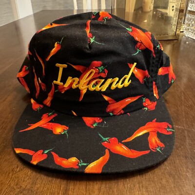 Vintage Inland Hat Cap Black Leather Strap Back Red Chili Peppers Made ...