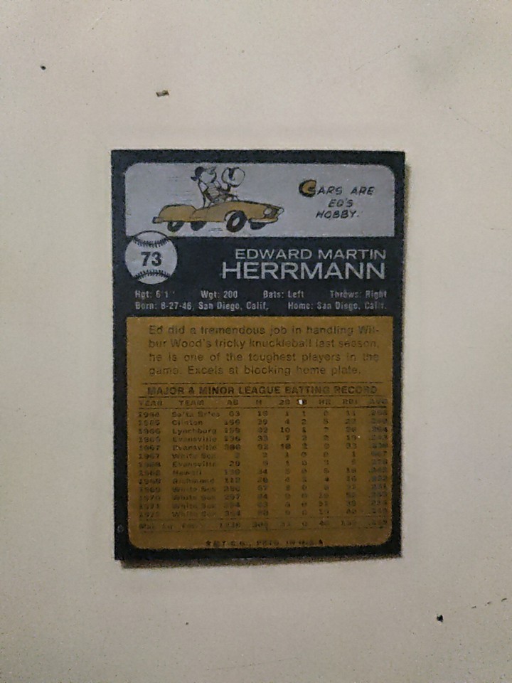 1973 TOPPS #73 ED HERRMANN (Chicago White Sox) Baseball Card EX read ...