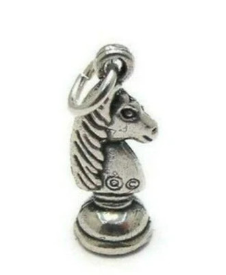 Knight Chess Piece Charm Pendant .925 Sterling Silver. | eBay