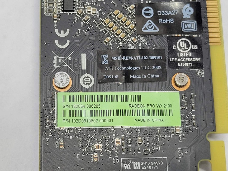 AMD Radeon Pro WX 2100 WX2100 2GB GDDR5 Graphics Video Card GPU High ...