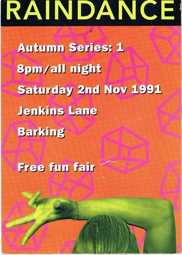 RAINDANCE Rave Flyer Flyers 2/11/91 A3 Poster Jenkins Lane Barking ...