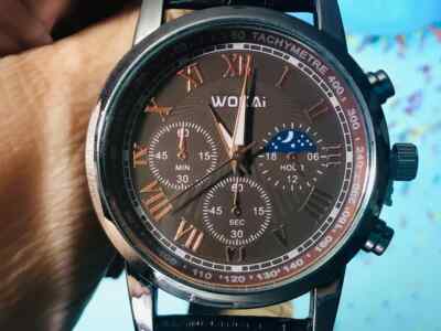 Men's Watch - Wokai - Dark Brown Face w/Faux Leather Band - Quartz ...