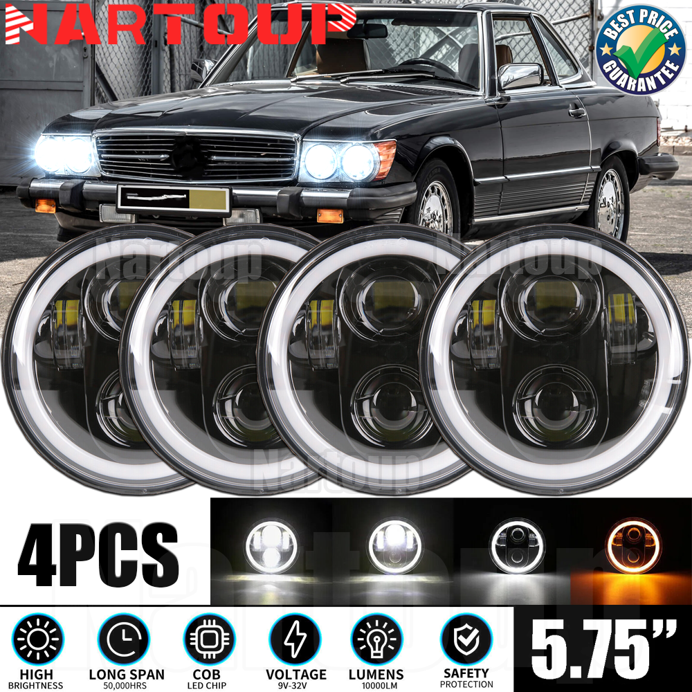 4PCS 5.75" bright LED Headlights Hi-Lo Beam For Mercedes-Benz 380SL ...
