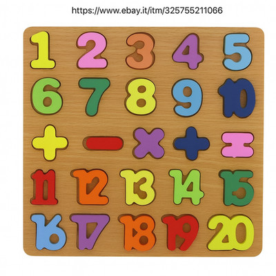 PUZZLE CON NUMERI LEGNO EDUCATIVO MONTESSORI COLORATO BAMBINI GIOCO ...