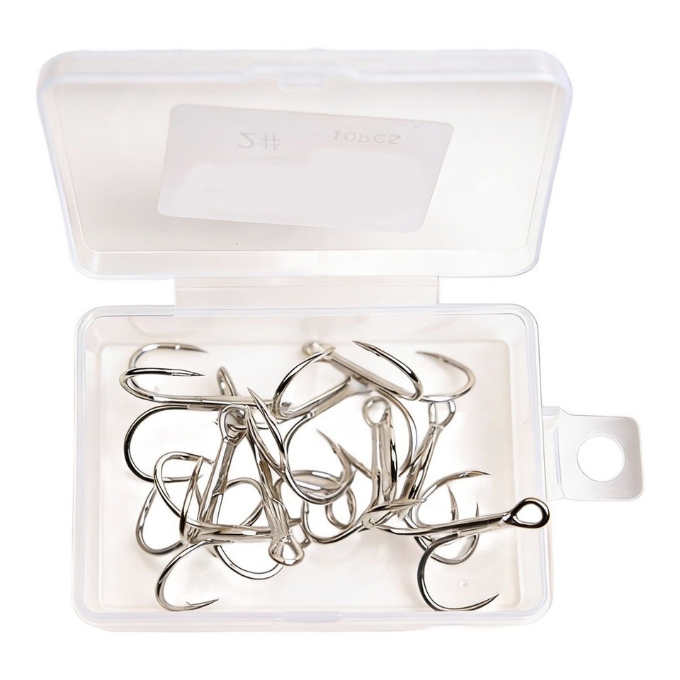 Treble Fishing Hooks Chemically Ground Tapered Tip Barbed Point Triple ...