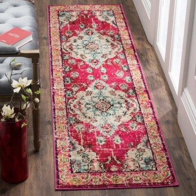 2x6 Pink Runner Rug Boho Vintage Style Carpet Accent Oriental Floral ...