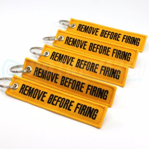REMOVE BEFORE FIRING KEYCHAIN COLOR = YELLOW/BLACK QTY 5 - GLOCK HK ...