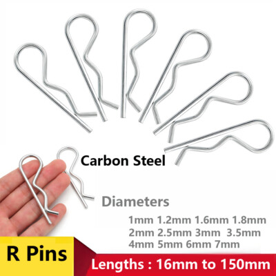 R Pins Shaft Retaining Clips Carbon Steel Hair Pin Spring Cotter Pin ...