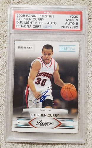 2009-10 Panini Prestige Stephen Curry Rookie Auto DP Light Blue 230 46/ ...