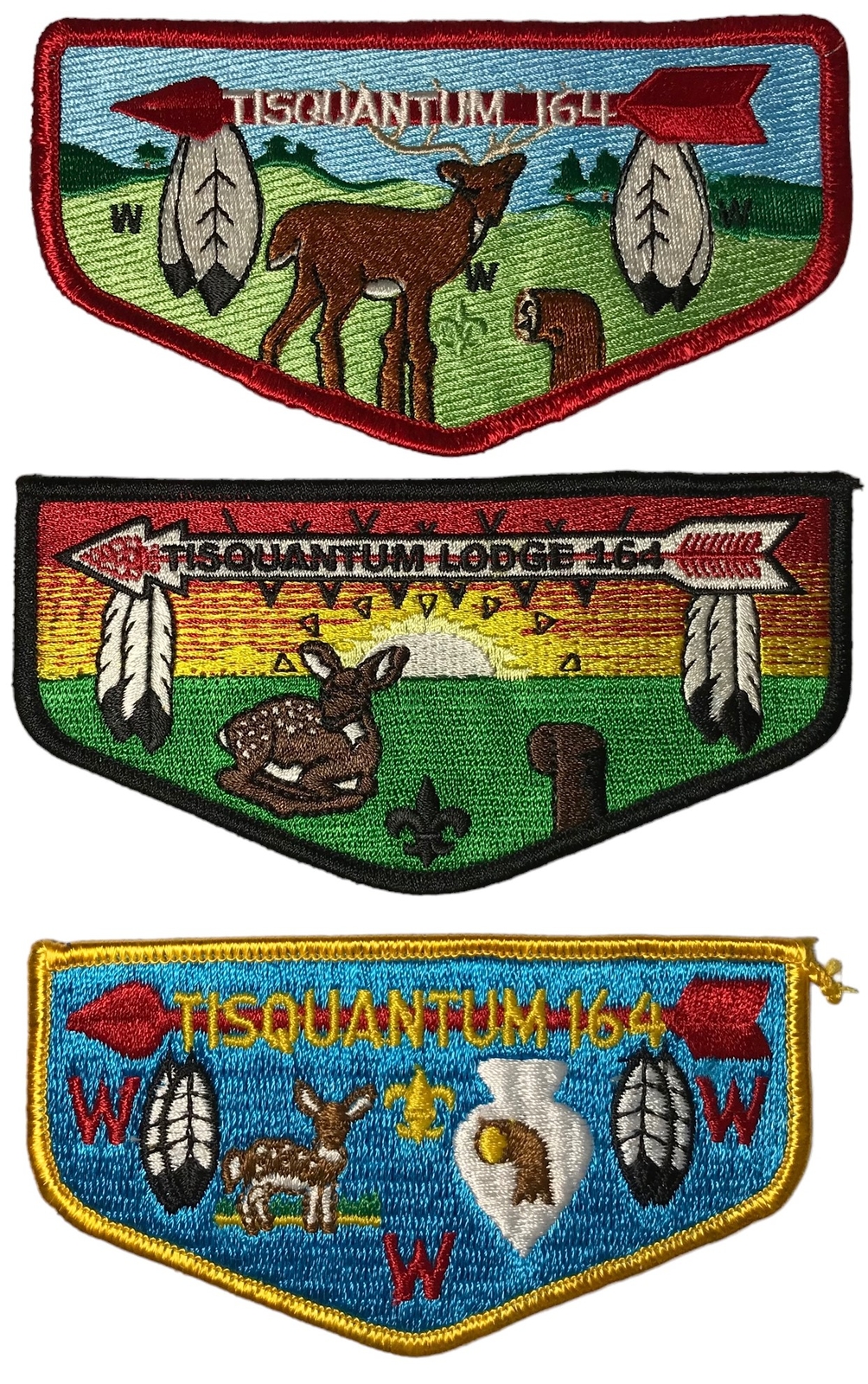 Tisquantum Lodge 164 Old Colony Council MA Lot of 3 Flap Bdr (YX1568 ...