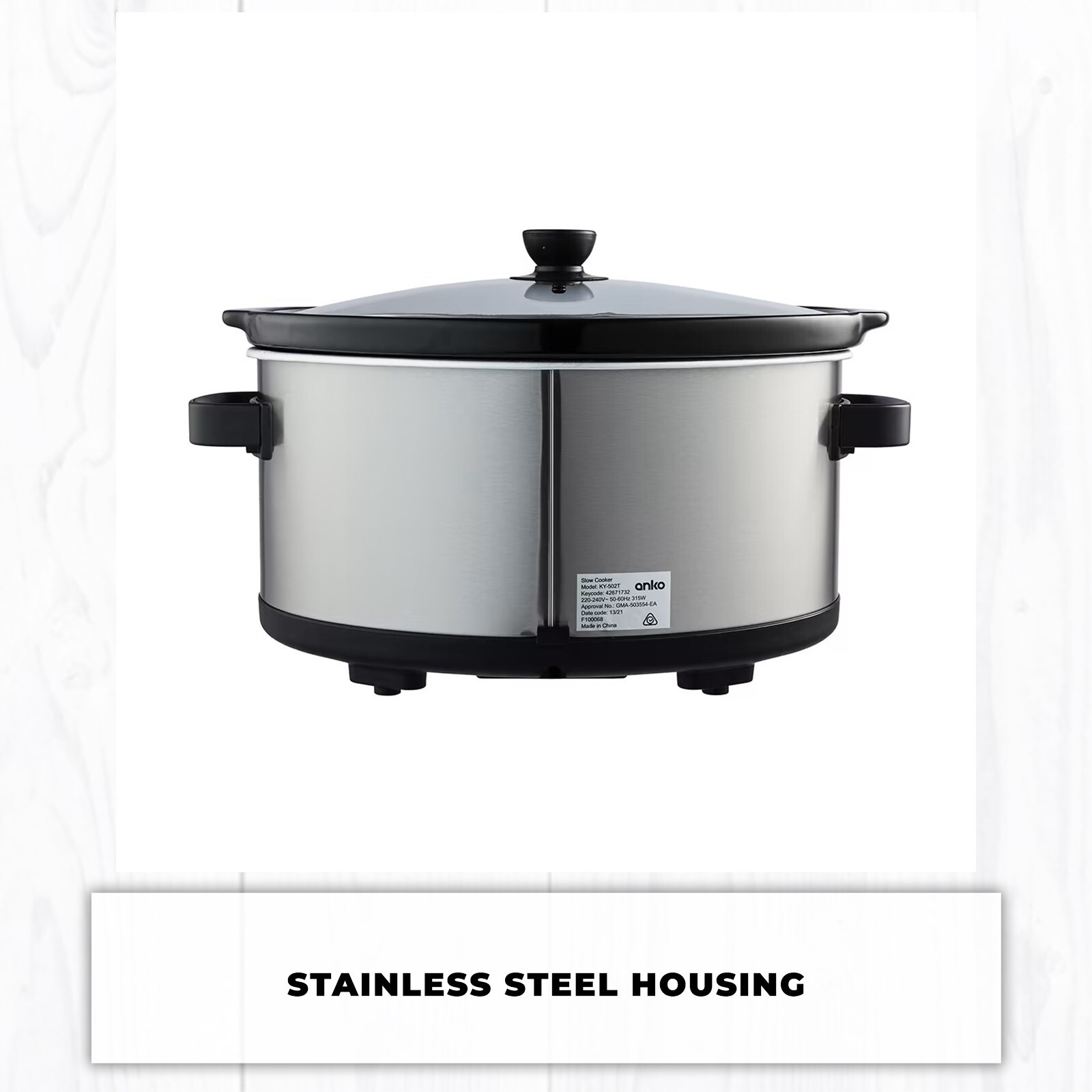 6.5L LED Slow Cooker Overnight Cooker with Removable Ceramic Pot ...