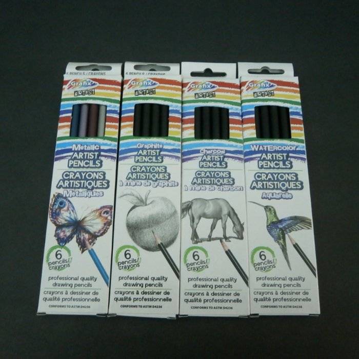 Grafix Artist Pencils 6 Each of Watercolor Charcoal Graphite Metallic ...