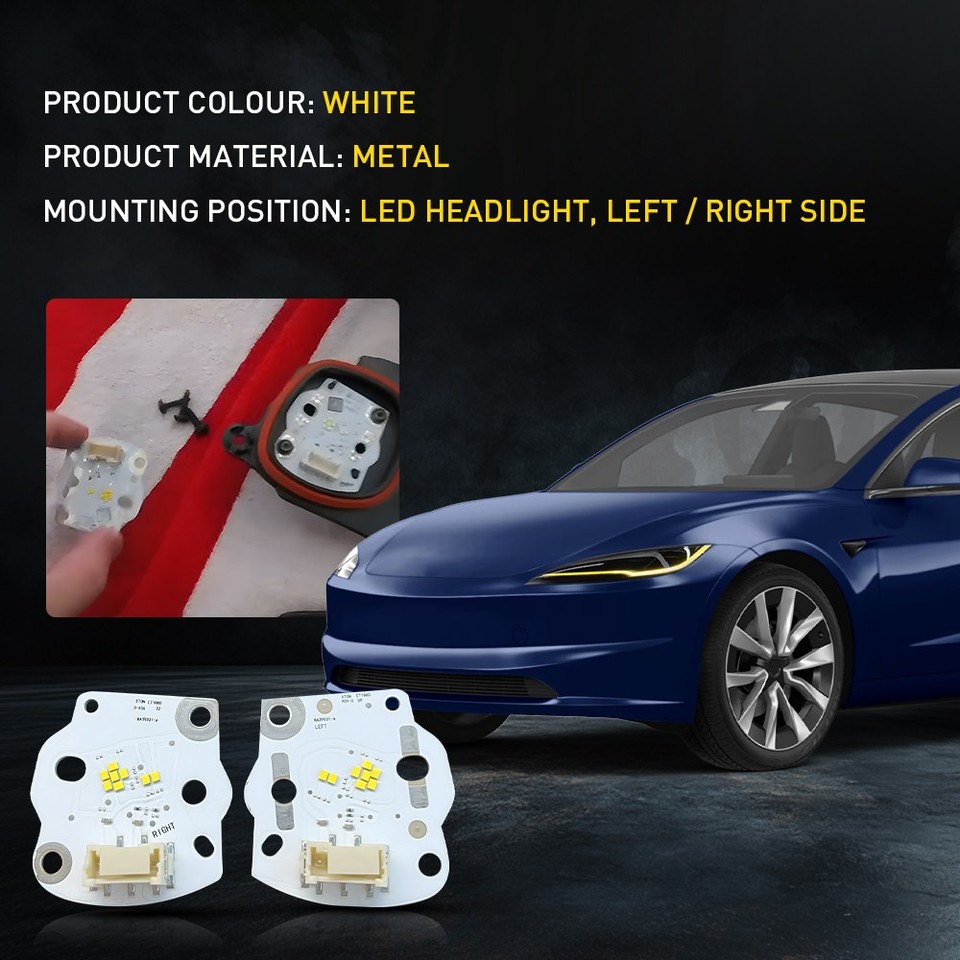 For Tesla Model 3 2024 2025 Yellow Angel Eye DRL LED Headlight Boards ...