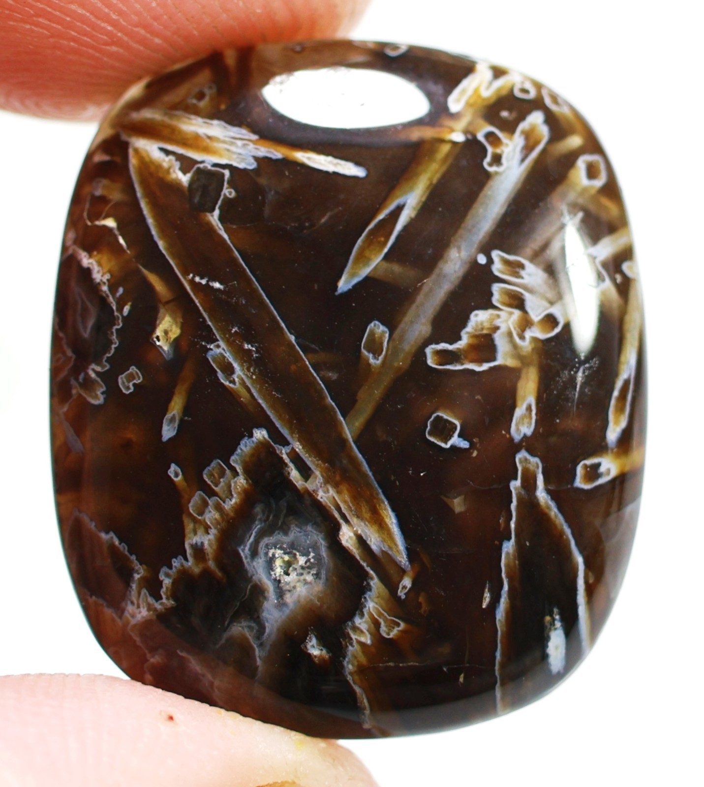 29 Ct 5X22X26 mm Natural Turkey Stick Agate Rectangle Cabochon Gemstone ...