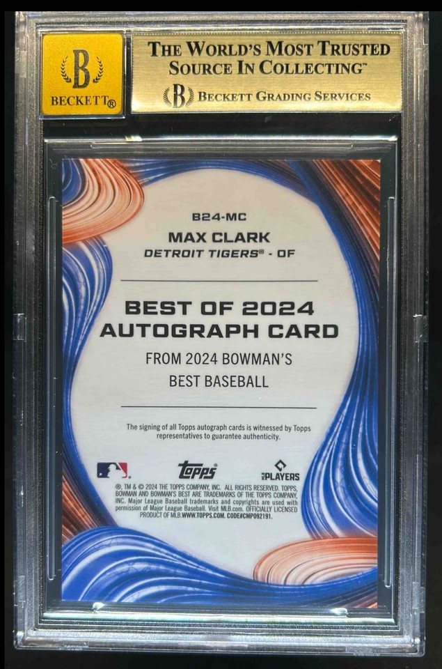 2024 Bowman's Best Max Clark Auto #B24-MC Tigers BGS 9.5 10 | eBay
