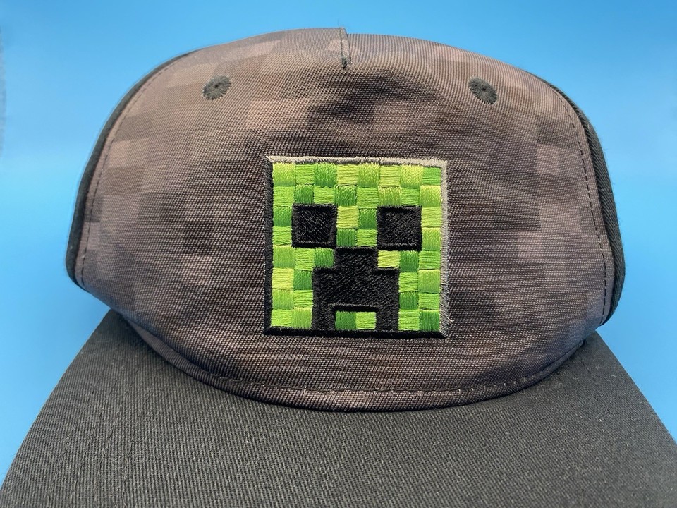 Minecraft Creeper Snapback Hat Black Green Cap Adjustable Embroidered ...