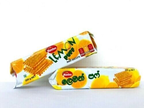 MUNCHEE LEMON PUFF TEA BISCUITS 200g REAL LEMON FLAVOR CREEM TASTE ...